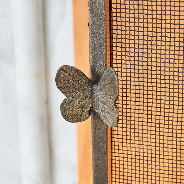 Butterfly Handles Fireplace Screen in Aged Gold For Sale at 1stDibs