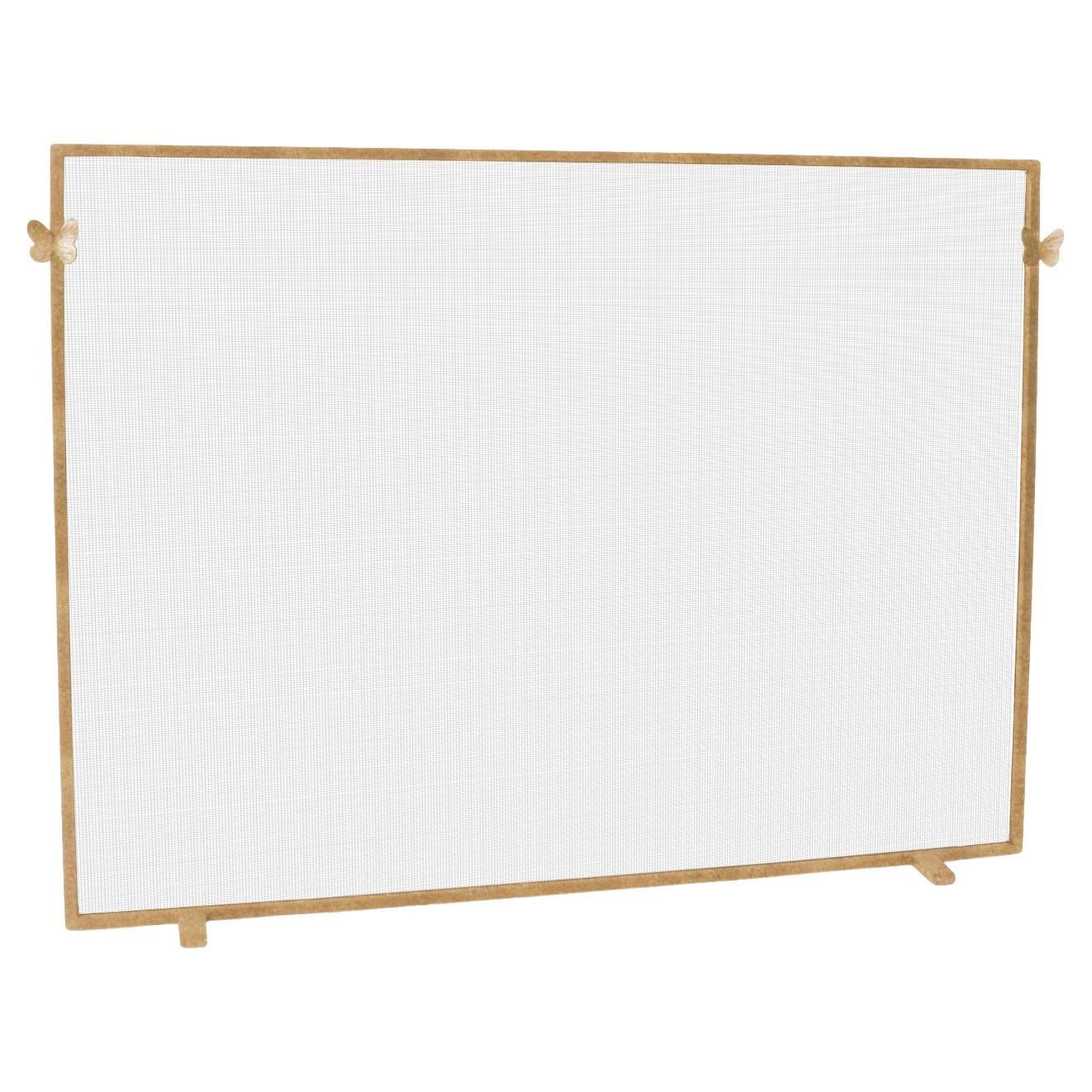 Butterfly Handles Fireplace Screen in Aged Gold For Sale at 1stDibs