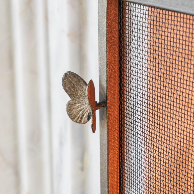 Butterfly Handles Fireplace Screen in Warm Black For Sale at 1stDibs