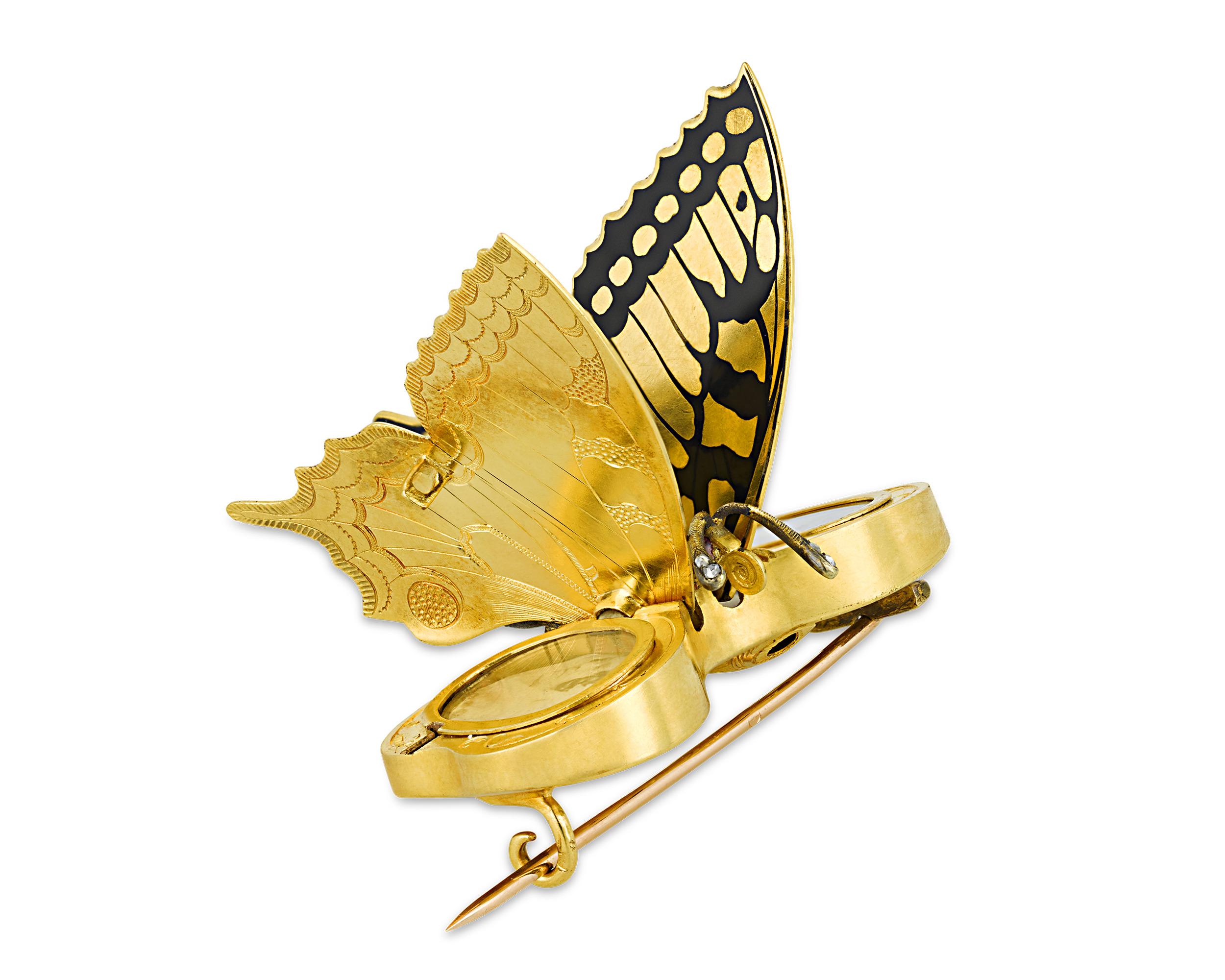 Butterfly Portrait Brooch For Sale at 1stDibs