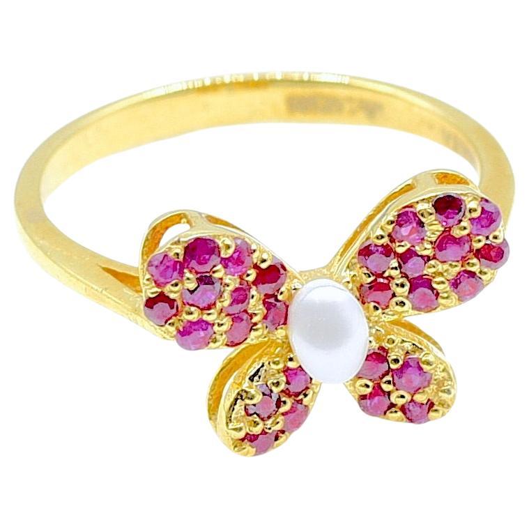 Customizable Butterfly Ruby Pearl Ring For Sale at 1stDibs