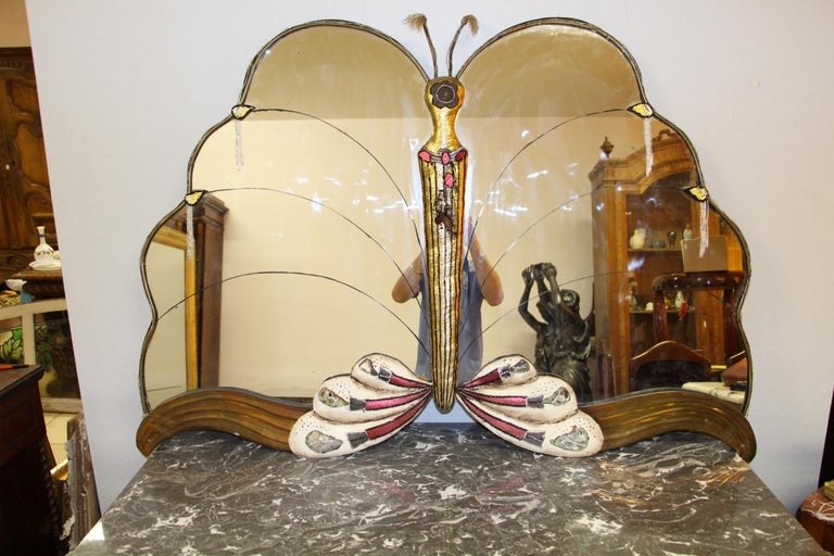 Butterfly Shaped Mirror at 1stDibs | vintage butterfly mirror, art deco ...