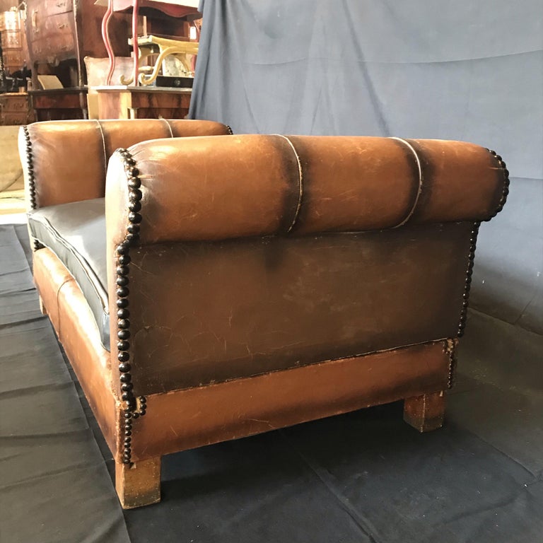 Buttery French Art Deco Leather Convertible Daybed Bench at 1stDibs ...