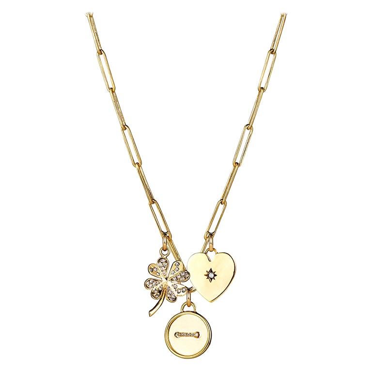 Angel Heart with Key Pendant Necklace For Sale at 1stDibs