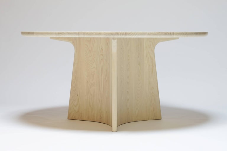 Button Round Pedestal Dining Table in Bleached Solid Ash For Sale at ...