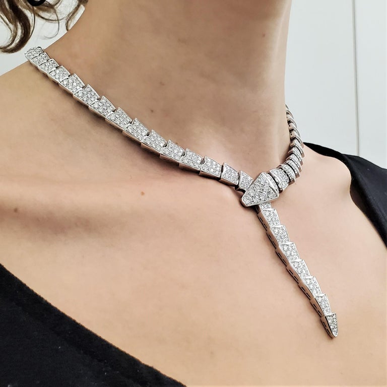 Bvlgari 'Serpenti Viper' White Gold and Diamond Necklace at 1stDibs ...