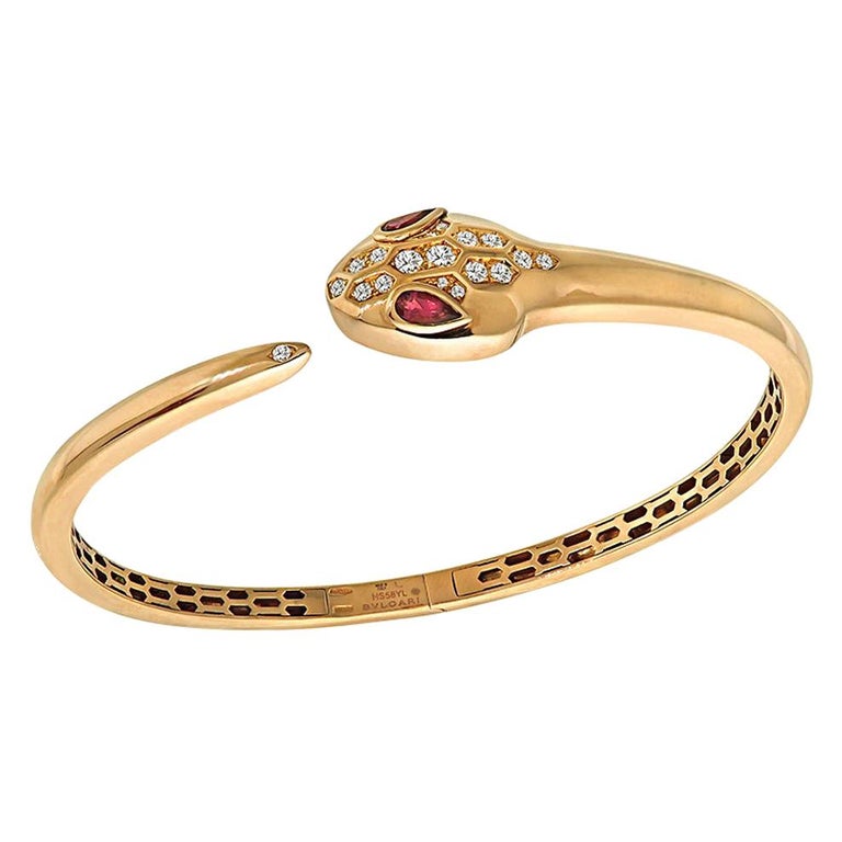 Bvlgari 0.60ct Diamond Rose Gold Serpenti Bangle at 1stDibs