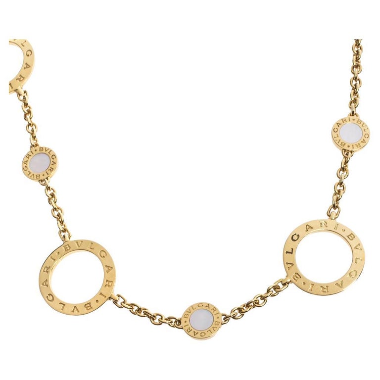 Bvlgari 18 Karat Gold Signature 7 Circle Mother of Pearl Link Necklace ...