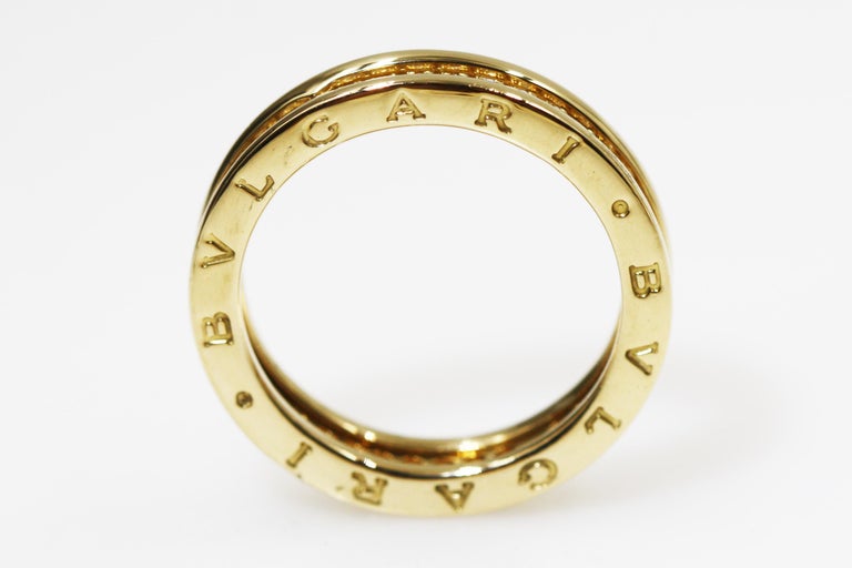 Bvlgari 18 Karat Yellow Gold B.Zero One Band Ring with Pave Diamonds ...