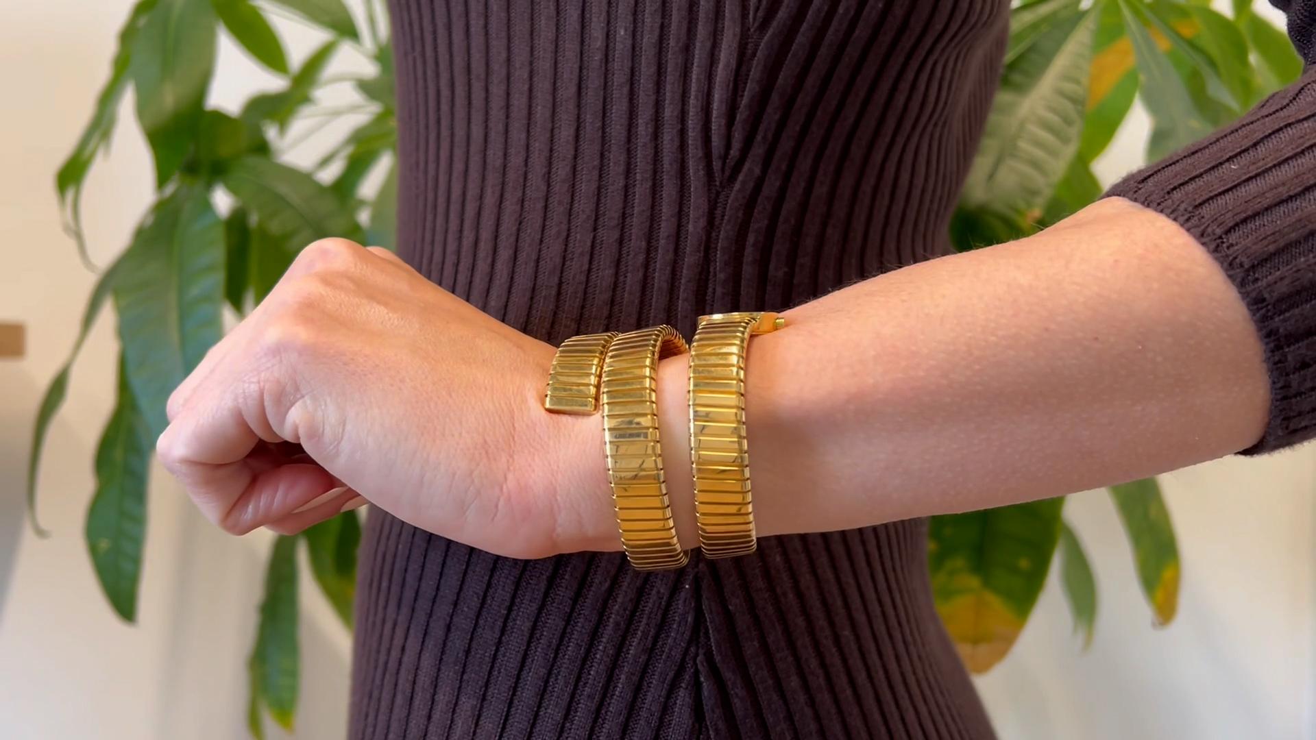 Bvlgari 18 Karat Yellow Gold Tubogas Wrap Wristwatch For Sale at 1stDibs