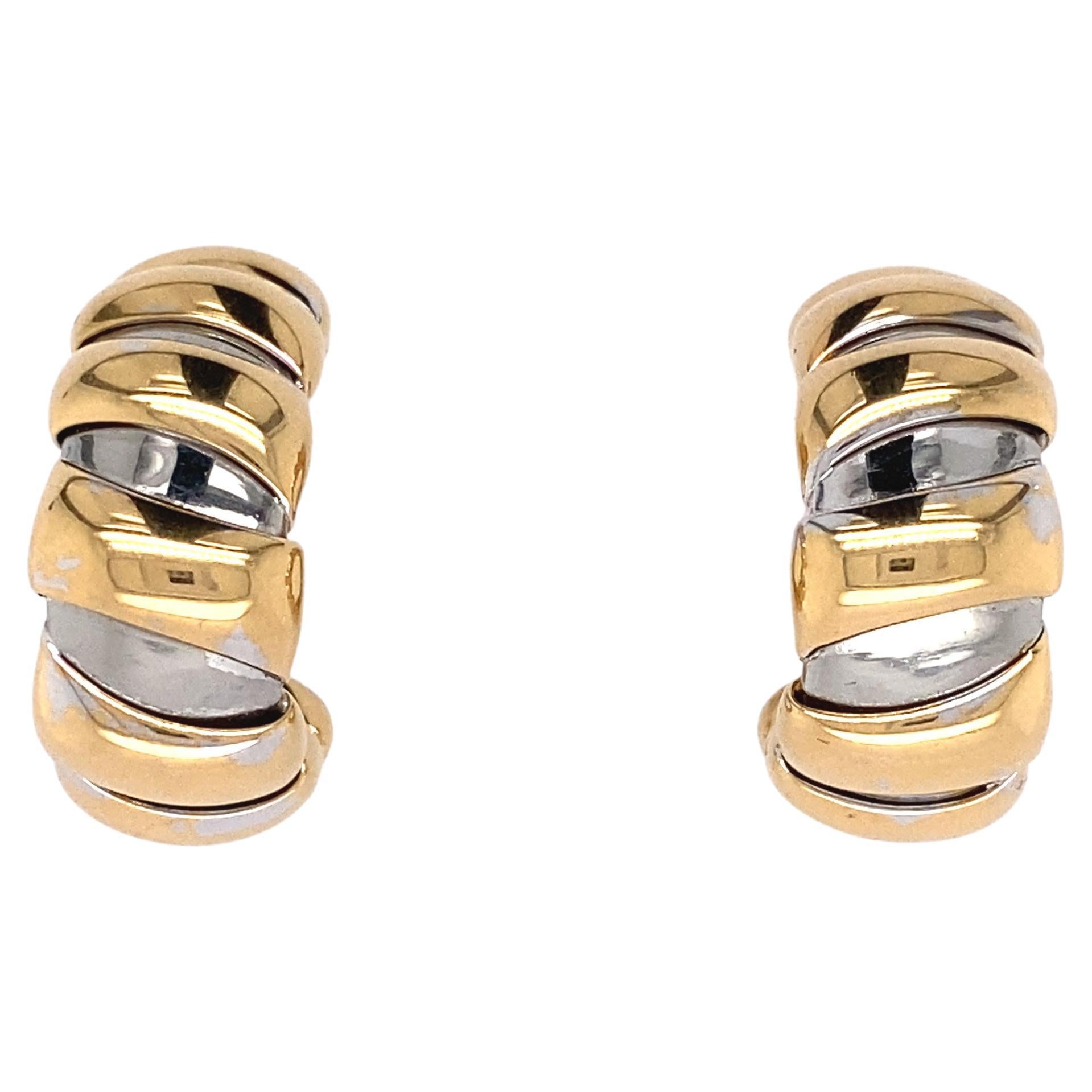 Bvlgari Diamond Gold Hoop Earclips For Sale at 1stDibs
