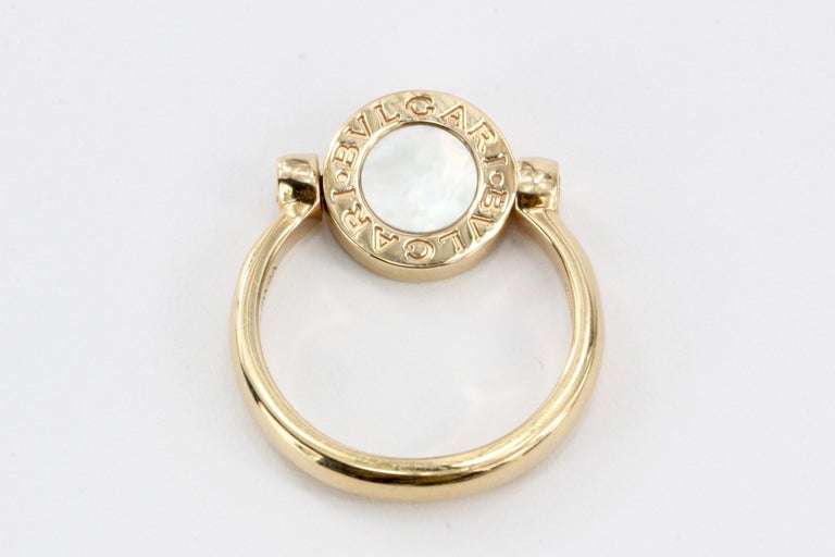 Bvlgari 18 Karat Rose Gold Flip Ring Set with Mother of Pearl and Pave ...