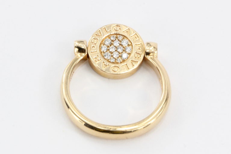 Bvlgari 18 Karat Rose Gold Flip Ring Set with Mother of Pearl and Pave ...