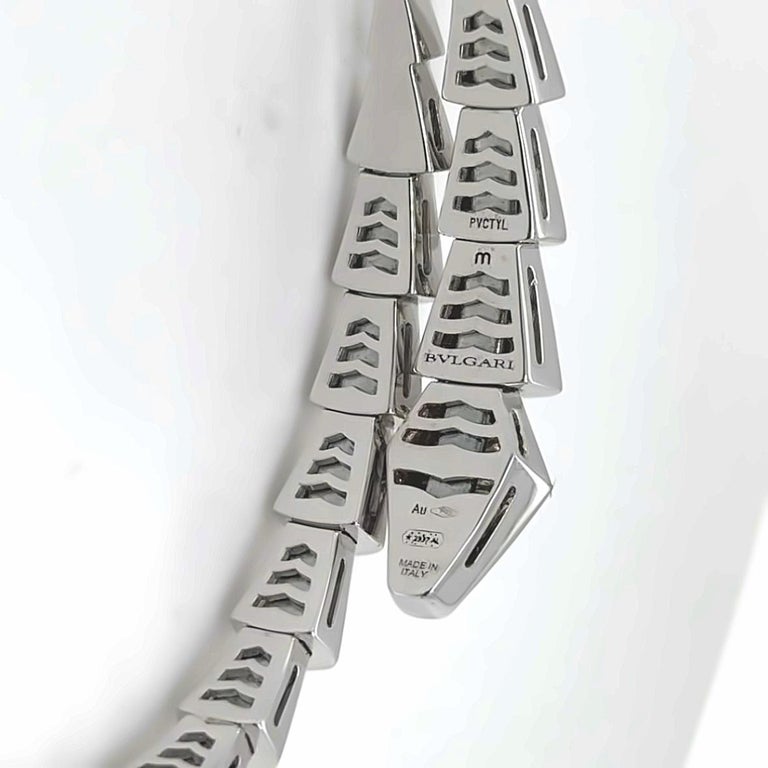 Bvlgari 18k White Gold and Diamond Serpenti Viper Bracelet For Sale at ...