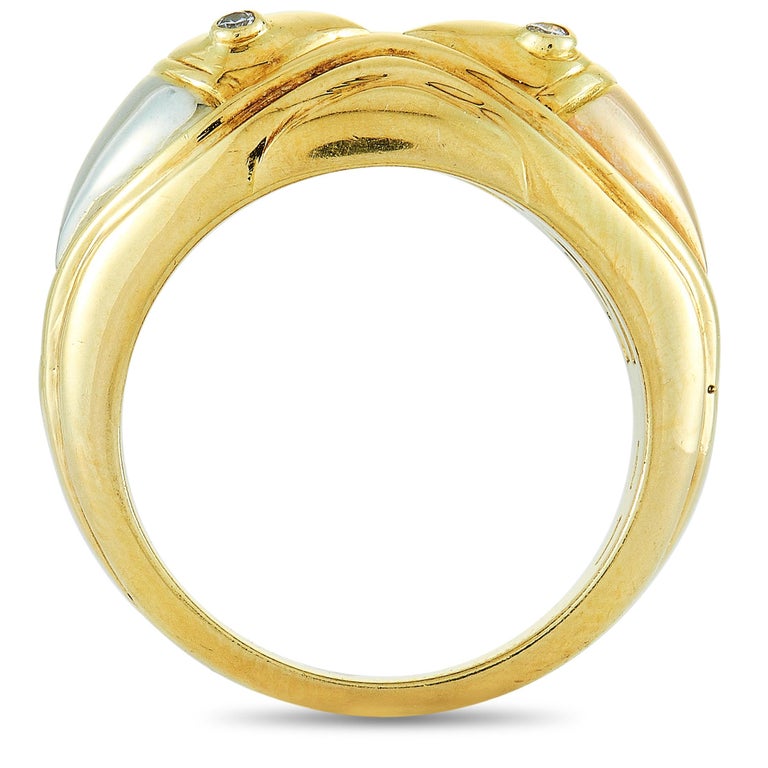 Bvlgari 18 Karat Yellow Gold and Diamond Fish Band Ring at 1stDibs