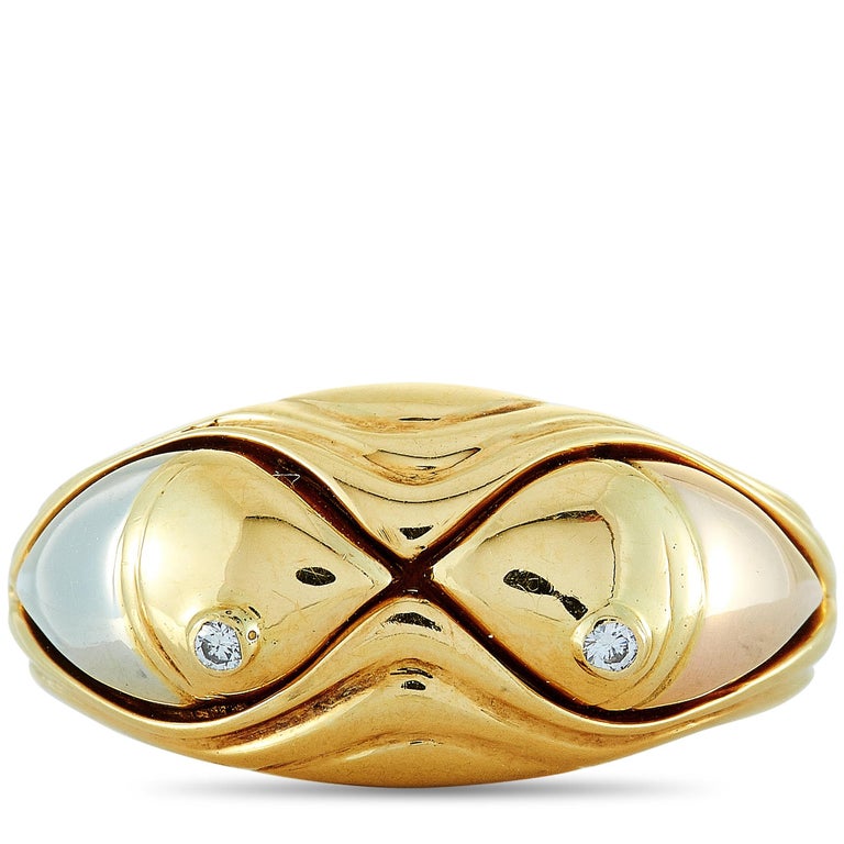 Bvlgari 18 Karat Yellow Gold and Diamond Fish Band Ring at 1stDibs