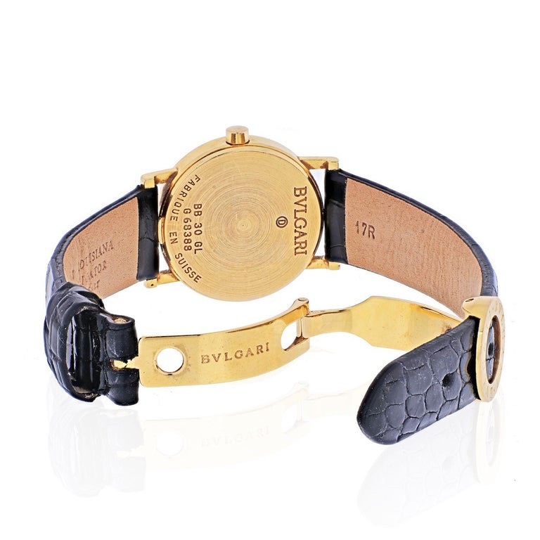 Bvlgari 18k Yellow Gold Diagono Ladies BB 30 GL Watch at 1stDibs
