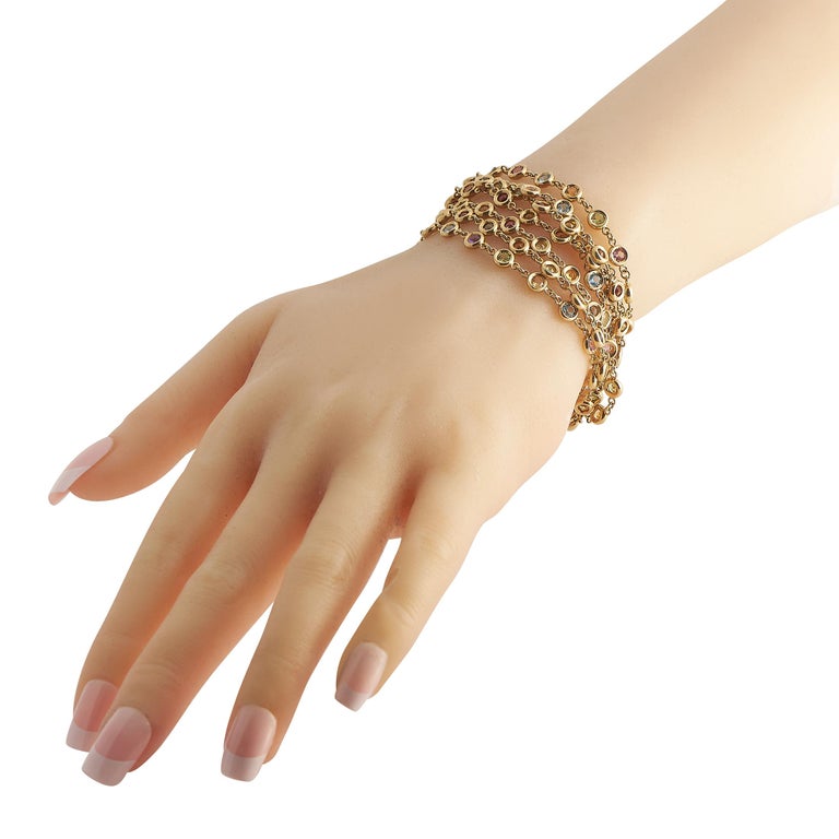 Bvlgari 18K Yellow Gold Semiprecious Gemstone Bracelet For Sale at 1stDibs