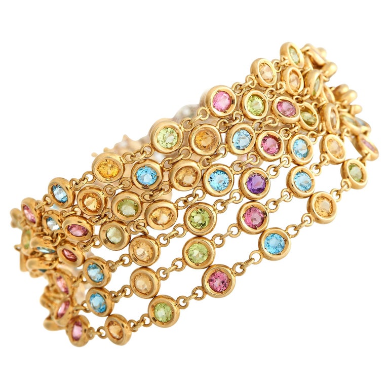 Bvlgari 18K Yellow Gold Semiprecious Gemstone Bracelet For Sale at 1stDibs