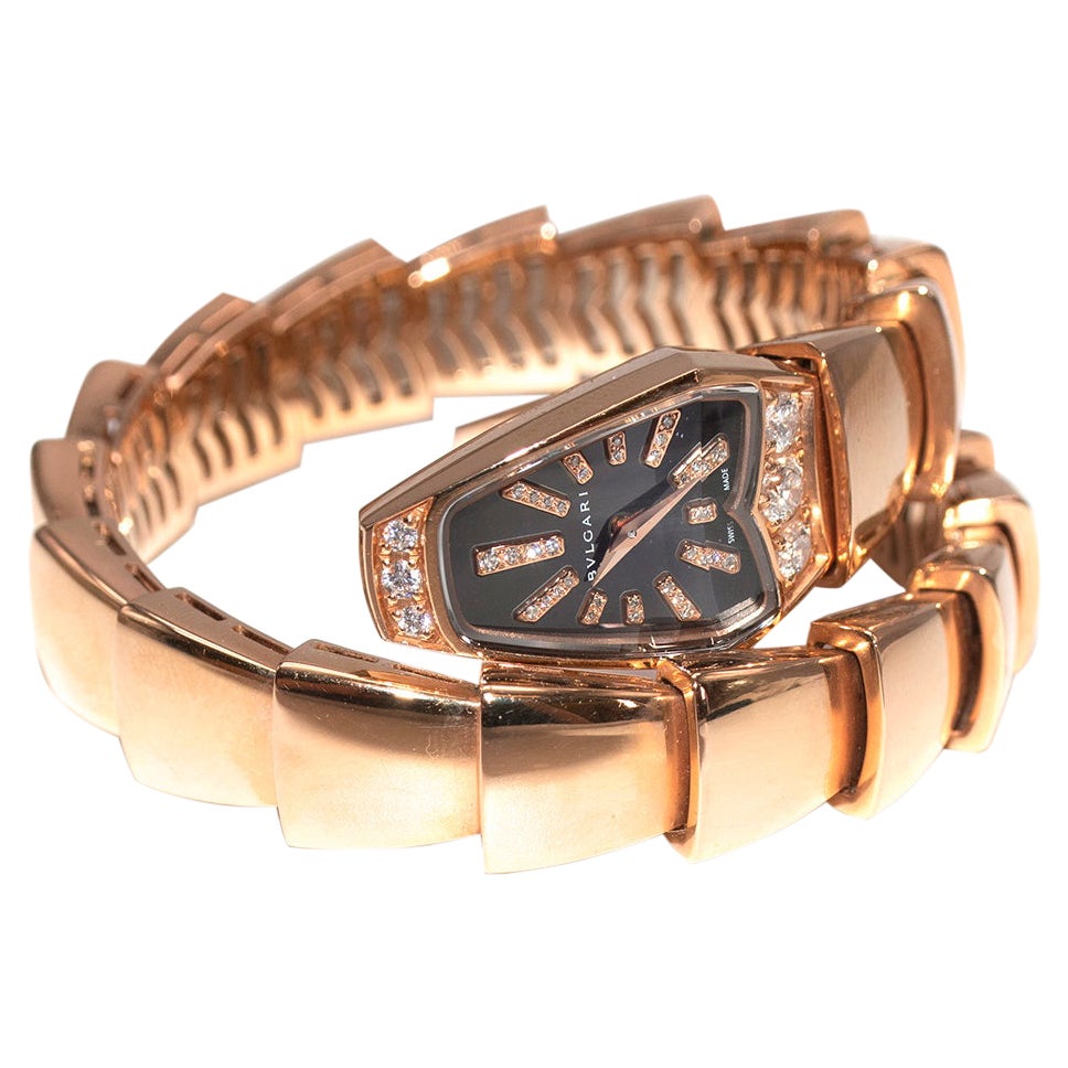 Bvlgari 18kt Rose Gold Diamond Serpenti Jewellery Watch part 3 at 1stDibs