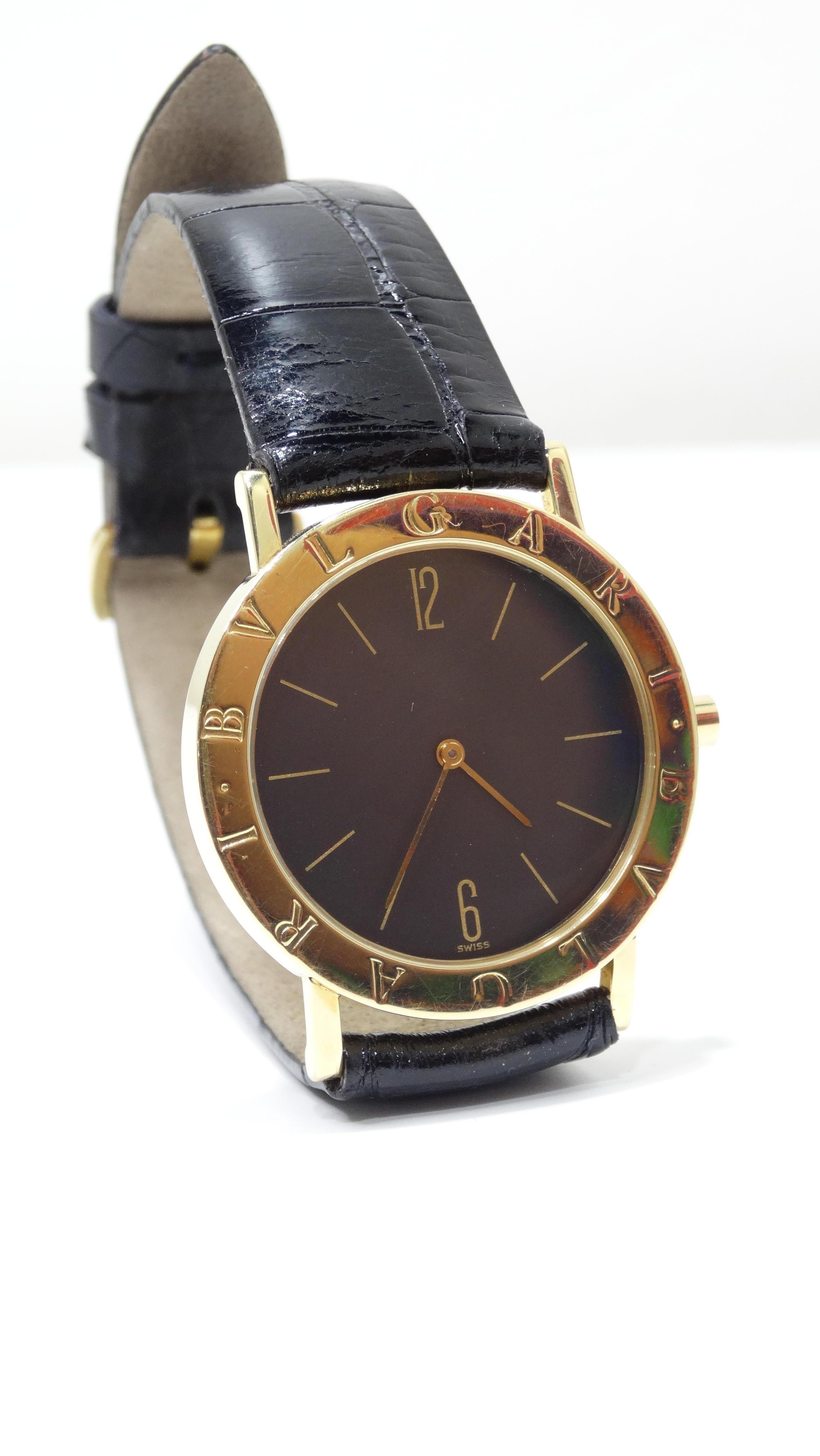 Bvlgari 33mm 18k Gold Genuine Alligator Wrist Watch at 1stDibs | 33mm ...