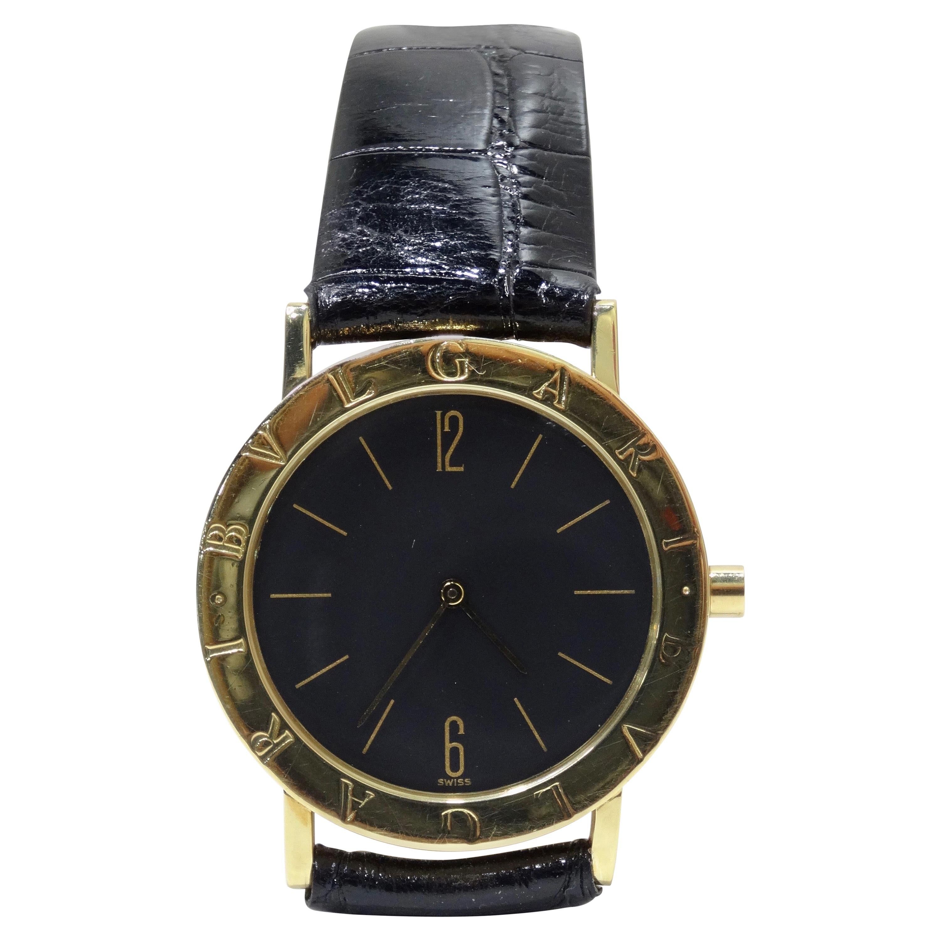 Bvlgari 33mm 18k Gold Genuine Alligator Wrist Watch at 1stDibs | 33mm ...