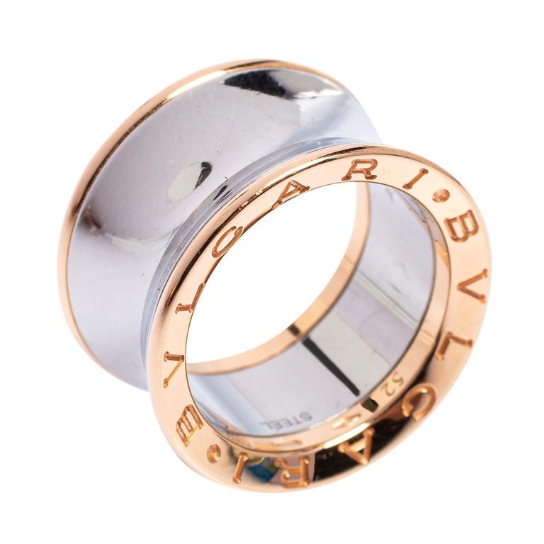 Bvlgari Anish Kapoor B.Zero1 18K Rose Gold and Steel Band Ring Size 52 ...