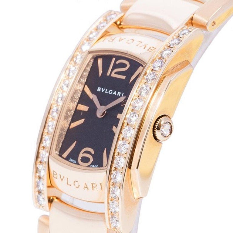 Bvlgari Black 18K Rose Gold Assioma Women's Wristwatch 22MM For Sale at ...