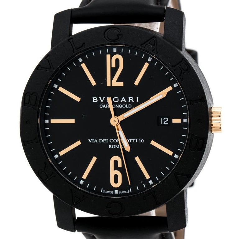 Bvlgari Black Carbongold Via Dei Condotti 10 Roma Men's Wristwatch 40 ...