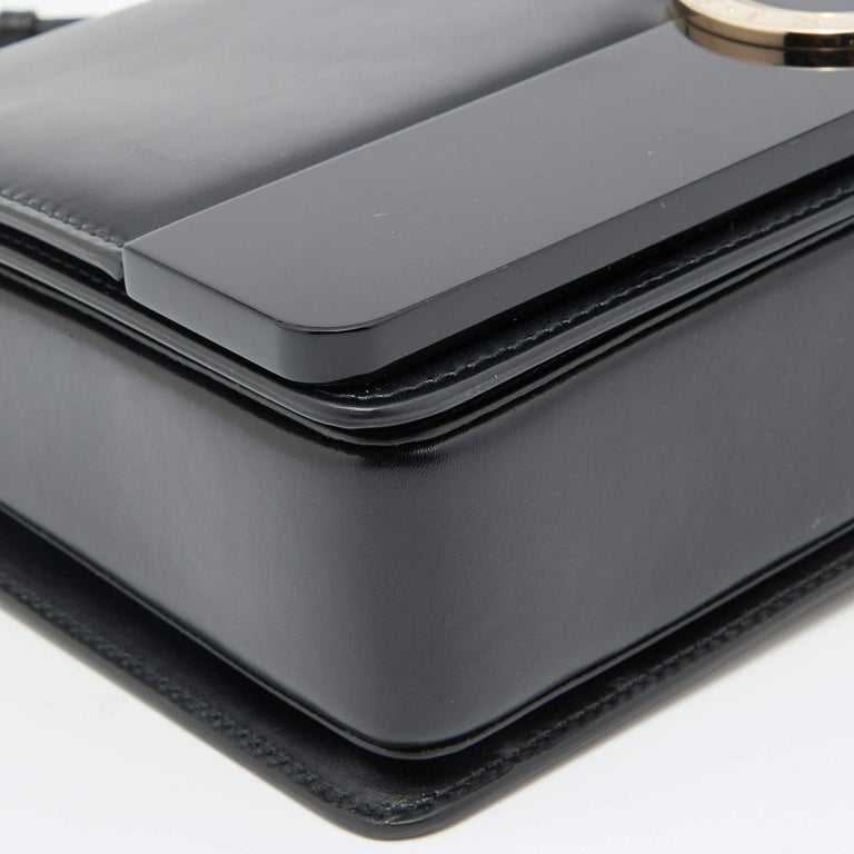 Bvlgari Black Leather and Perspex Medium Flap Crossbody Bag at 1stDibs
