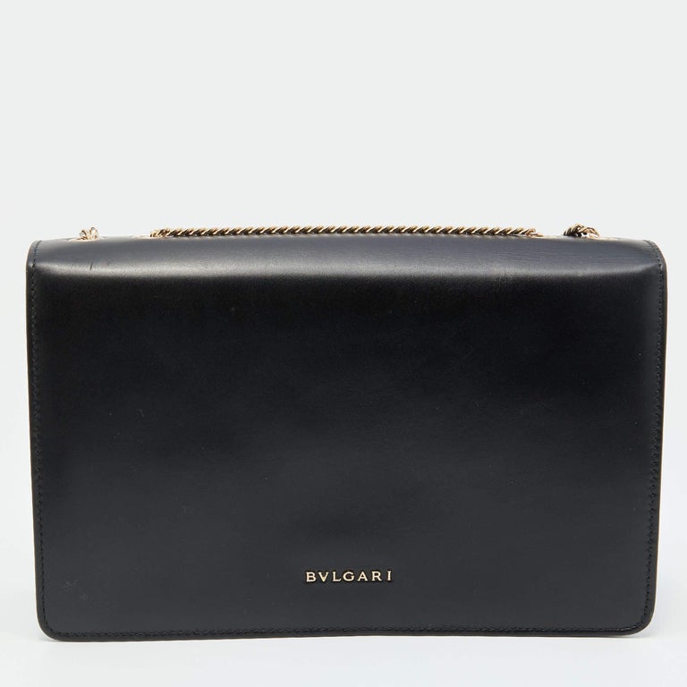 Bvlgari Black Leather and Perspex Medium Flap Crossbody Bag at 1stDibs