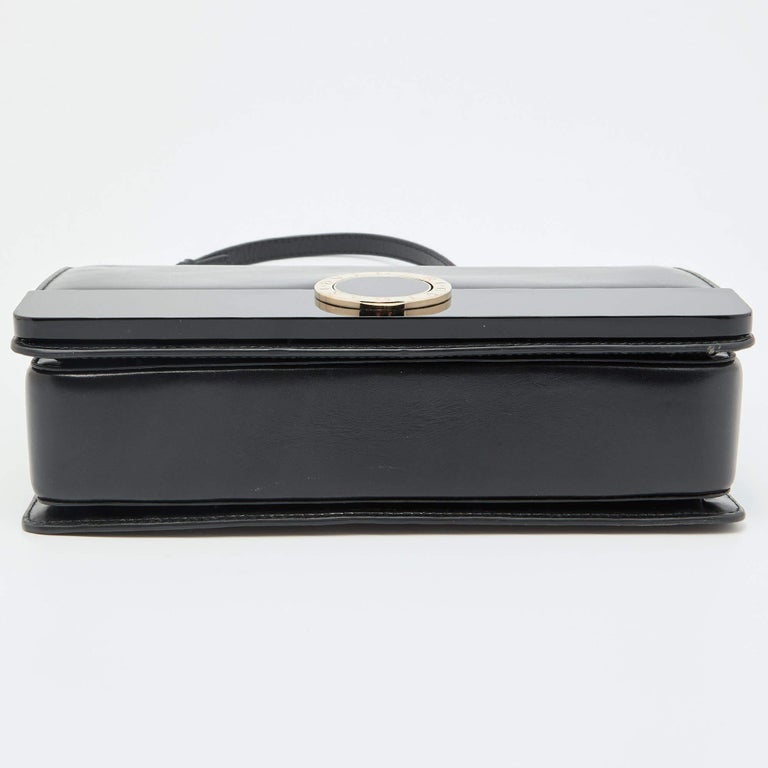 Bvlgari Black Leather and Perspex Medium Flap Crossbody Bag at 1stDibs
