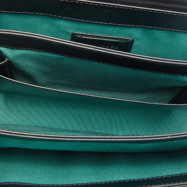 Bvlgari Black Leather and Perspex Medium Flap Crossbody Bag at 1stDibs