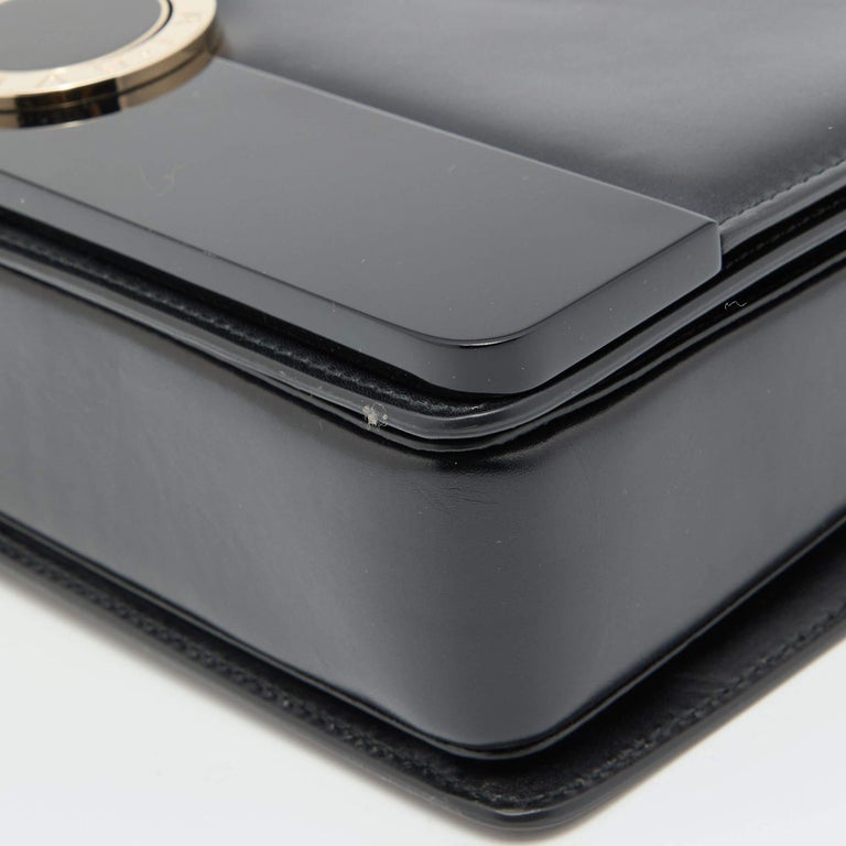 Bvlgari Black Leather and Perspex Medium Flap Crossbody Bag at 1stDibs