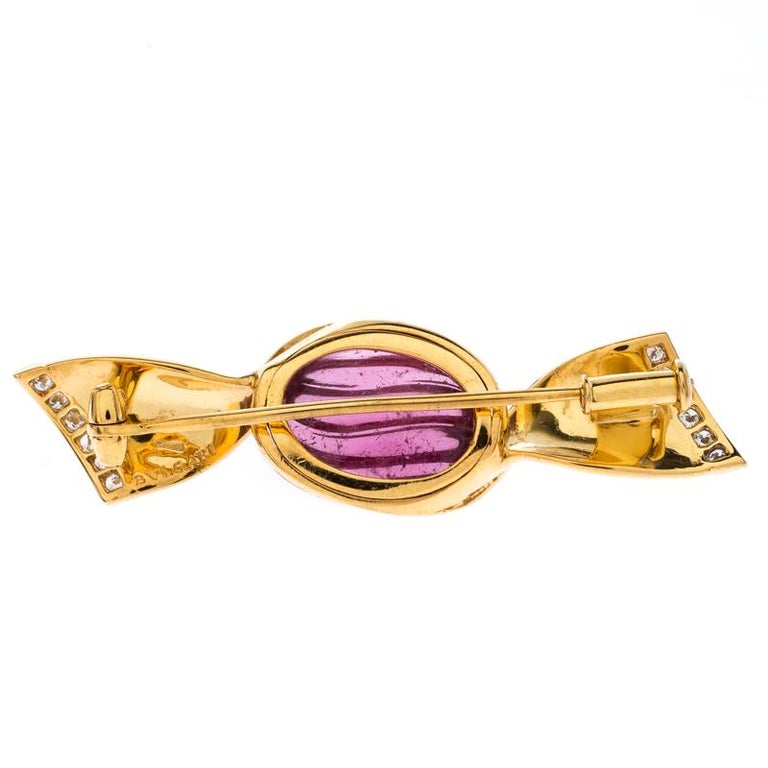 Bvlgari Bon Bon Wrapped Candy Tourmaline Diamond 18k Yellow Gold Pin ...