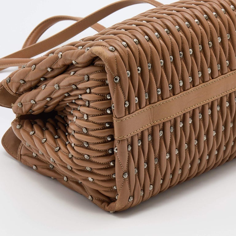 Bvlgari Brown Leather Monte Plisse Satchel For Sale at 1stDibs