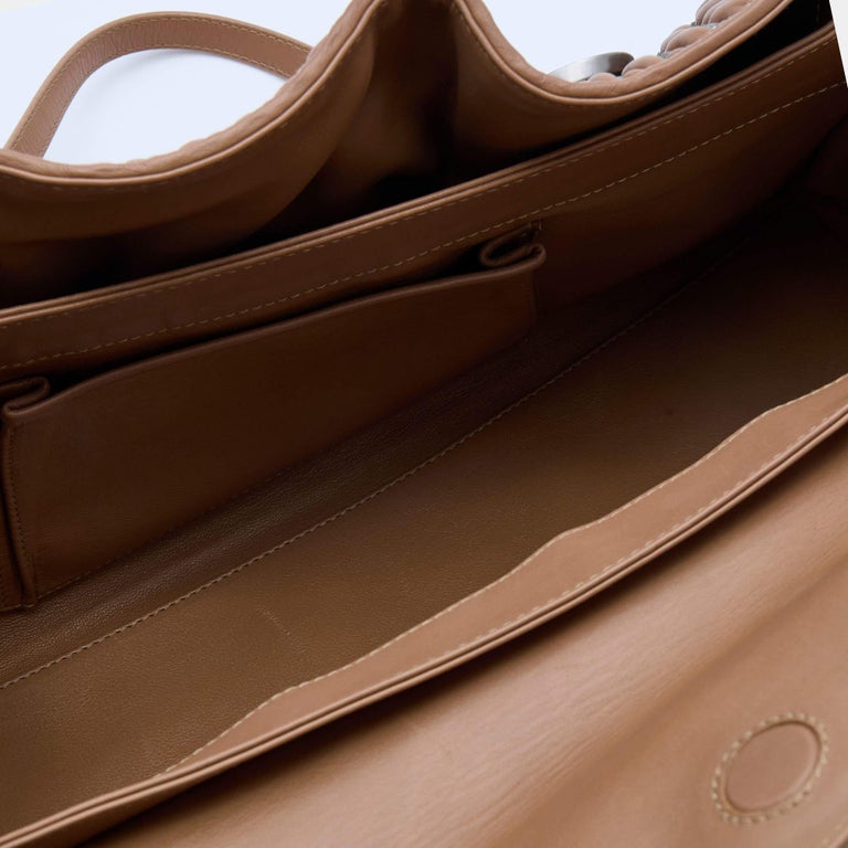 Bvlgari Brown Leather Monte Plisse Satchel For Sale at 1stDibs