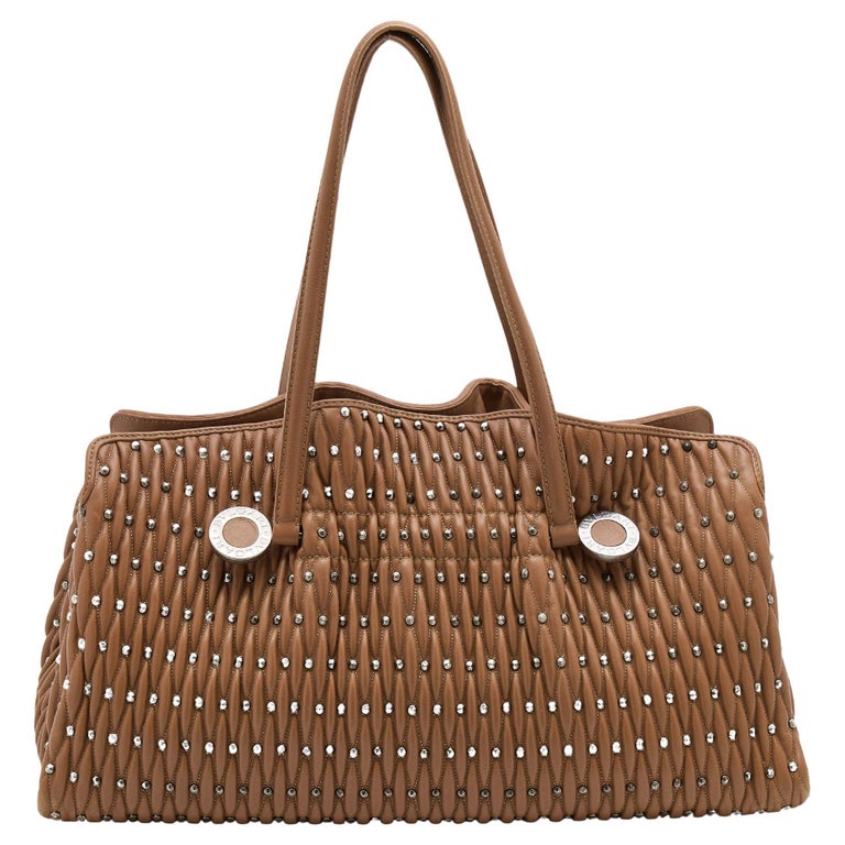 Bvlgari Brown Leather Monte Plisse Satchel For Sale at 1stDibs