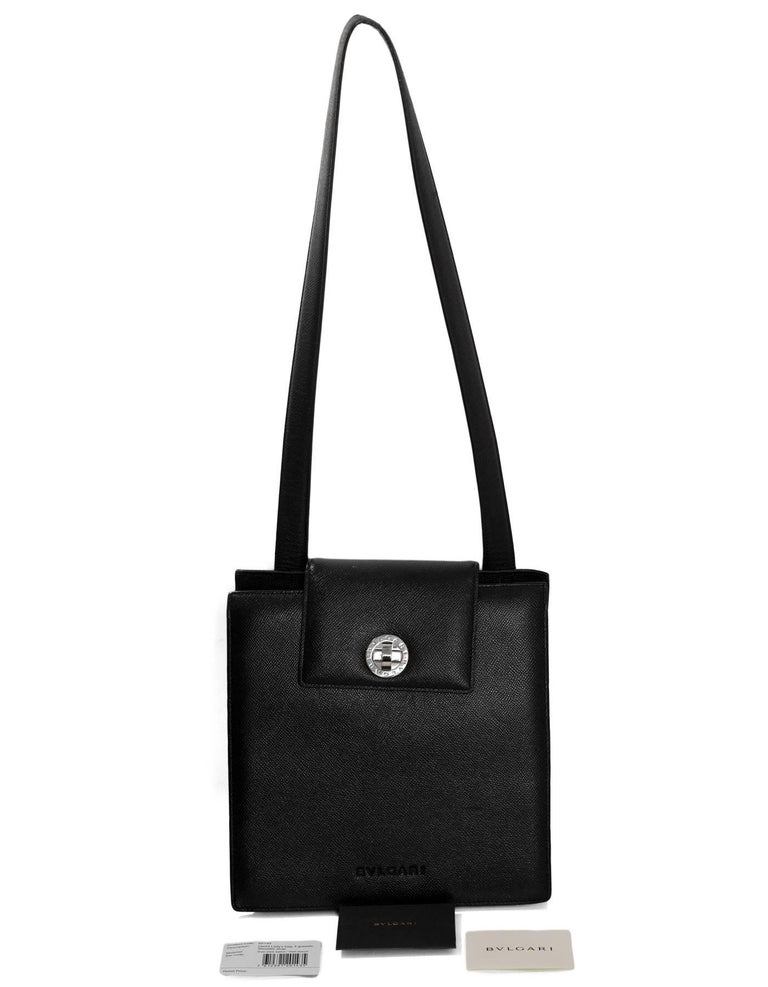 Bulgari Black Leather Accordion Shoulder Bag For Sale at 1stDibs