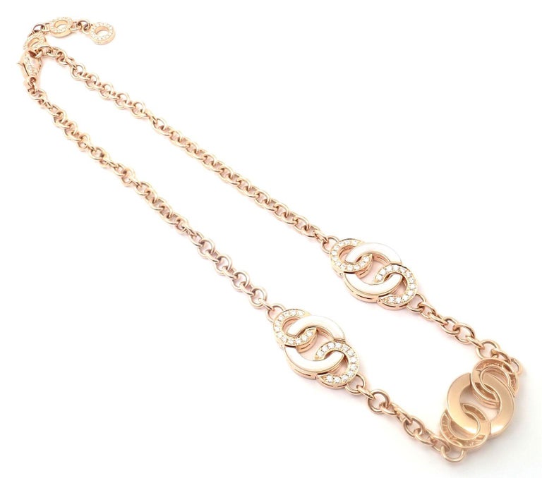 Bvlgari Bulgari Diamond Mother of Pearl Rose Gold Link Necklace at 1stDibs