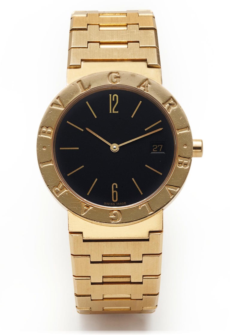 Bvlgari Bulgari Yellow Gold Watch with Black Face For Sale at 1stDibs