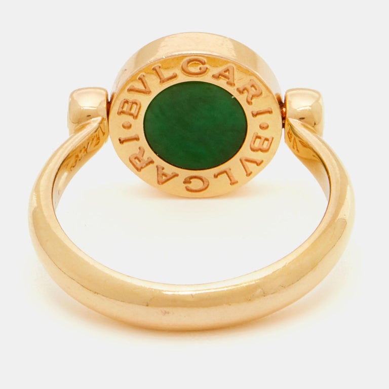 Bvlgari Bvlgari Jade Diamonds 18k Rose Gold Flip Ring Size 53 For Sale ...