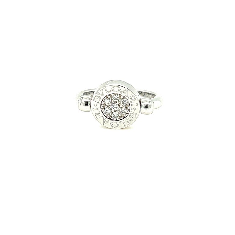 Bvlgari Bvlgari Onyx Diamonds 18k White Gold Flip Ring For Sale at 1stDibs
