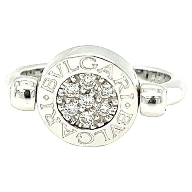 Bvlgari Bvlgari Onyx Diamonds 18k White Gold Flip Ring For Sale at 1stDibs