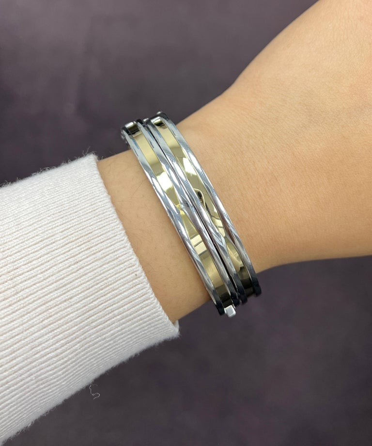Bvlgari Bvlgari Steel and Gold Bangle Bracelets For Sale at 1stDibs