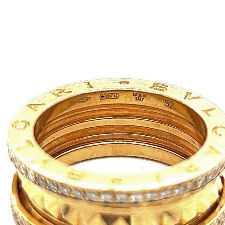 Bvlgari B.Zero-1 Rock 18 Karat Yellow Gold Two Row Diamond Band Ring ...