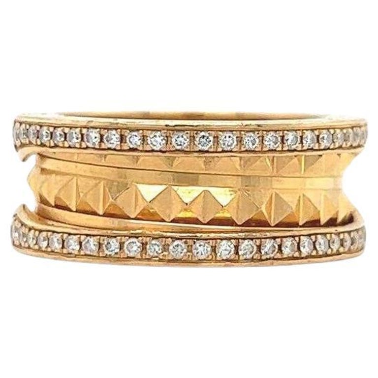 Bvlgari B.Zero-1 Rock 18 Karat Yellow Gold Two Row Diamond Band Ring ...