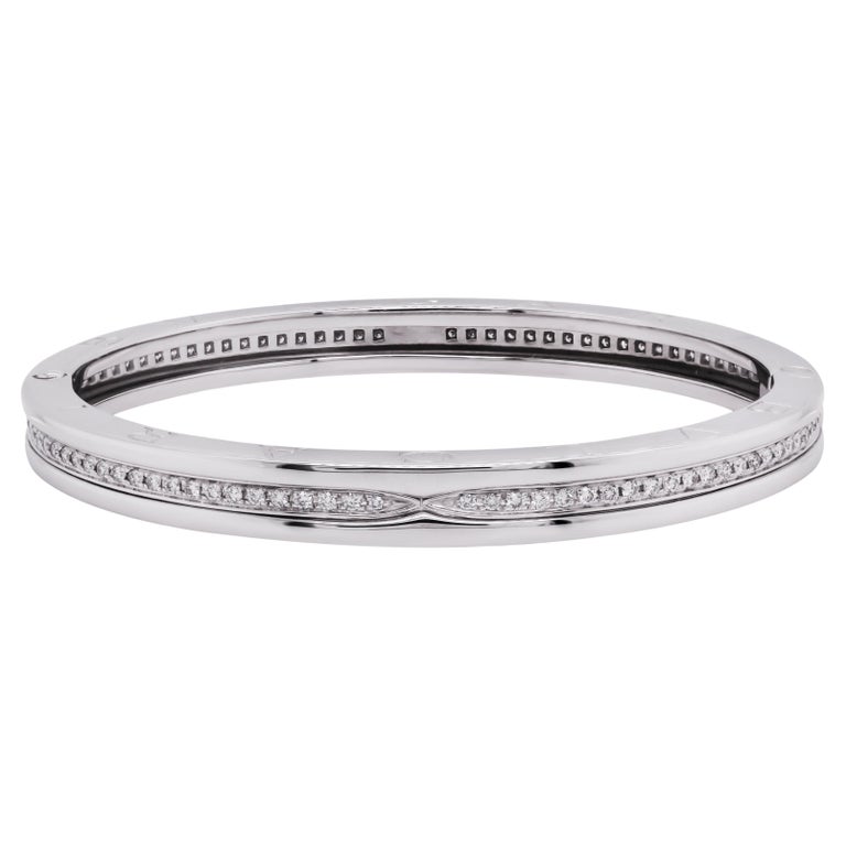 Bvlgari B.Zero 18K White Gold Extra Large Size Diamond Bangle Bracelet ...