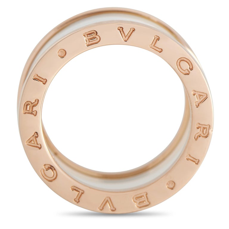 Bvlgari B.Zero1 18K Rose Gold White Ceramic Ring at 1stDibs