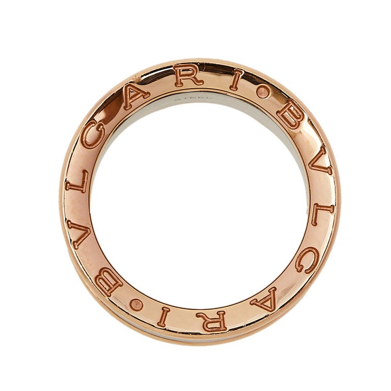 Bvlgari B.Zero1 Anish Kapoor 18K Rose Gold and Steel Band Ring Size 53 ...